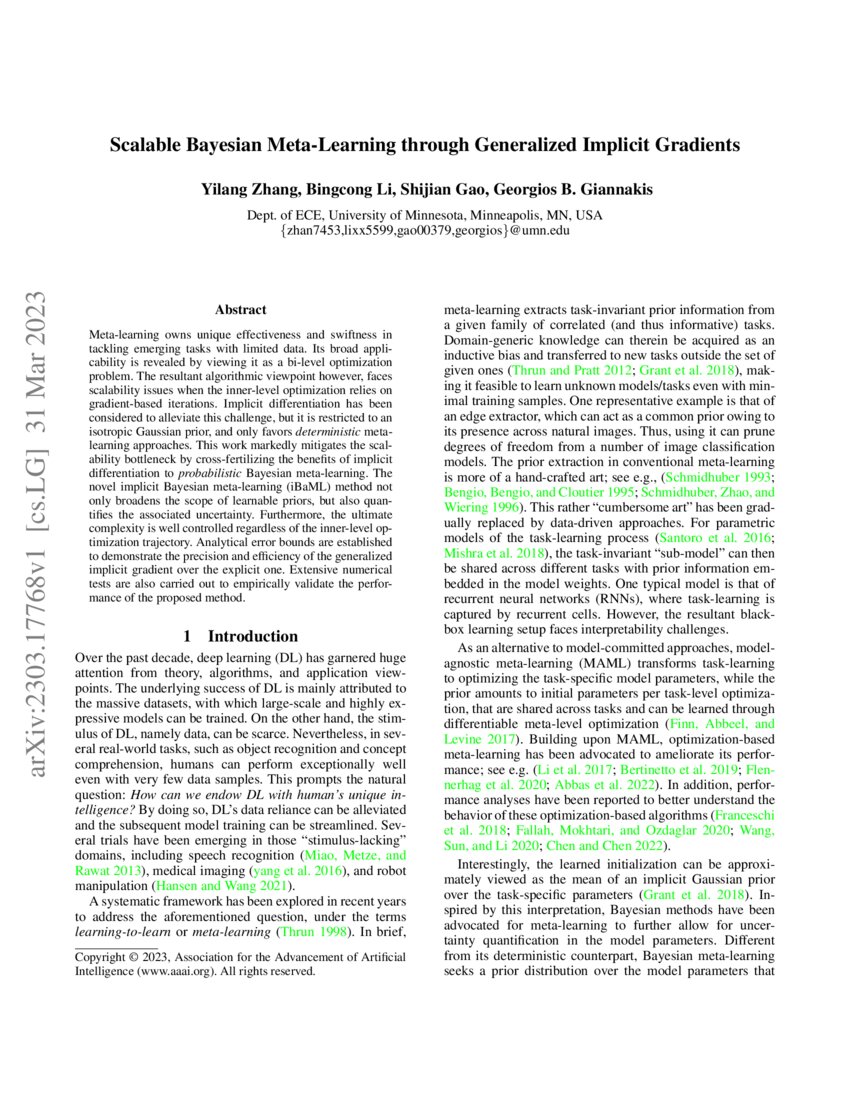 Scalable Bayesian Meta Learning Through Generalized Implicit Gradients Deepai
