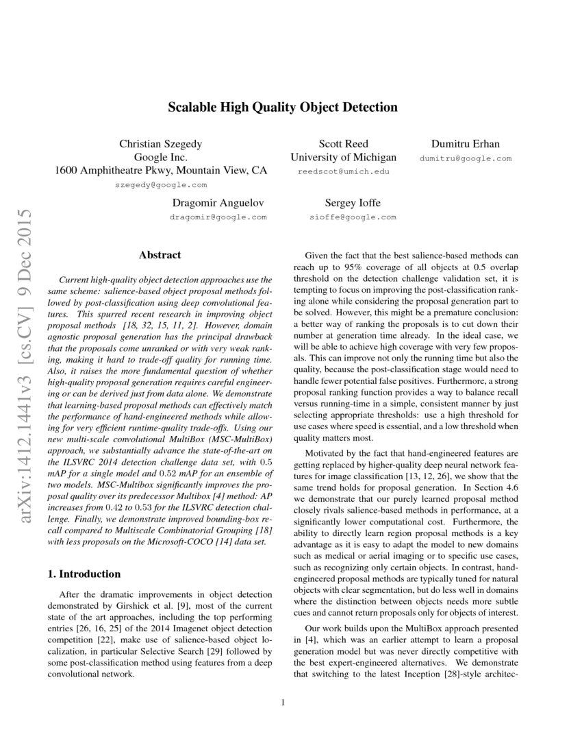 Scalable High Quality Object Detection Deepai