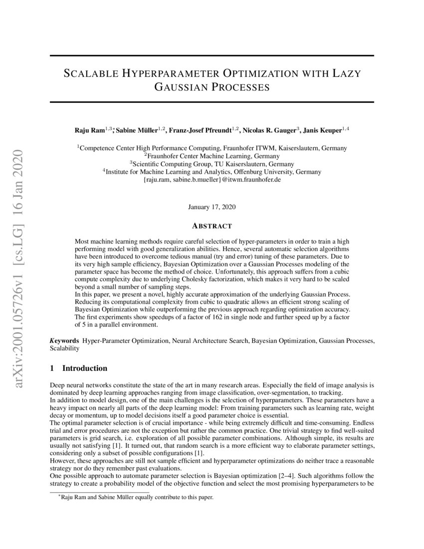 Scalable Hyperparameter Optimization With Lazy Gaussian Processes Deepai