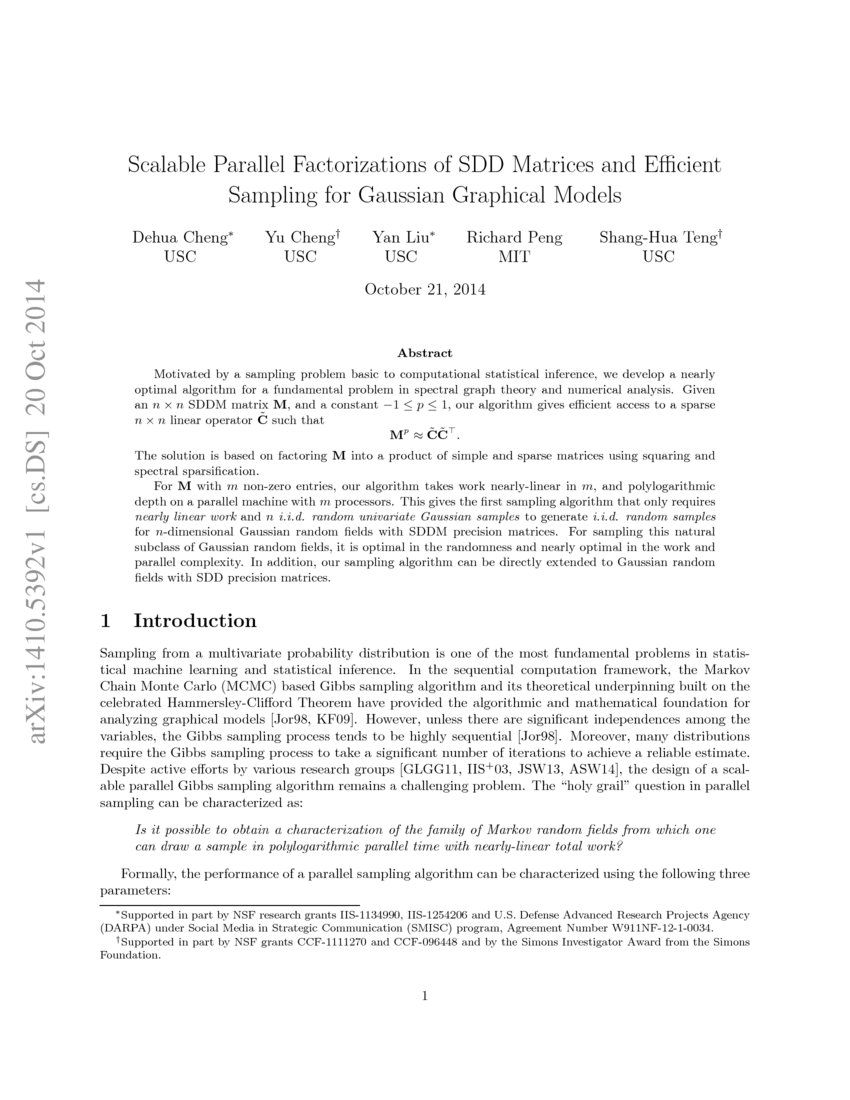 Scalable Parallel Factorizations Of Sdd Matrices And Efficient Sampling