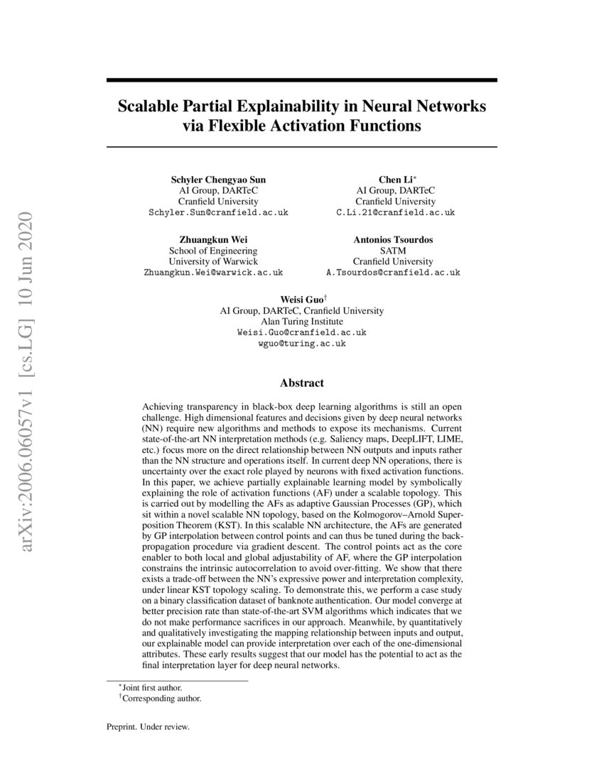 Scalable Partial Explainability in Neural Networks via Flexible Activation Functions | DeepAI
