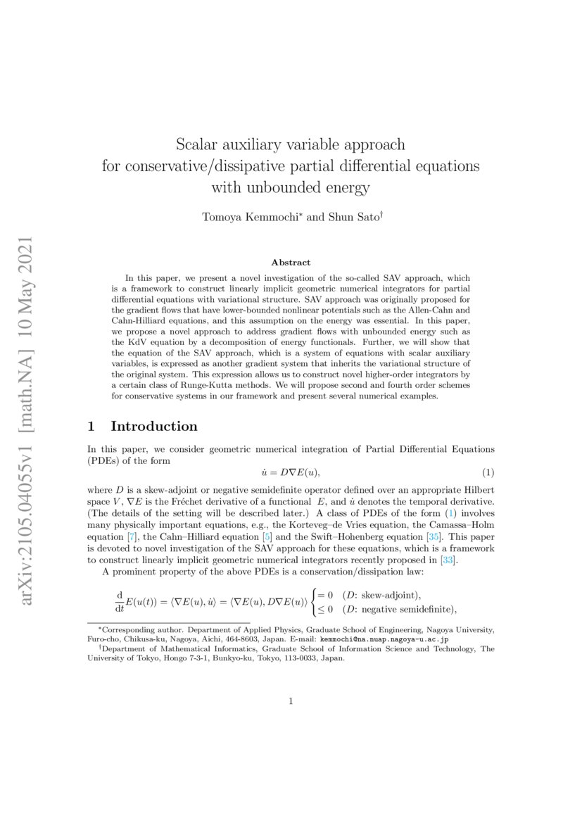 Scalar Auxiliary Variable Approach For Conservativedissipative Partial