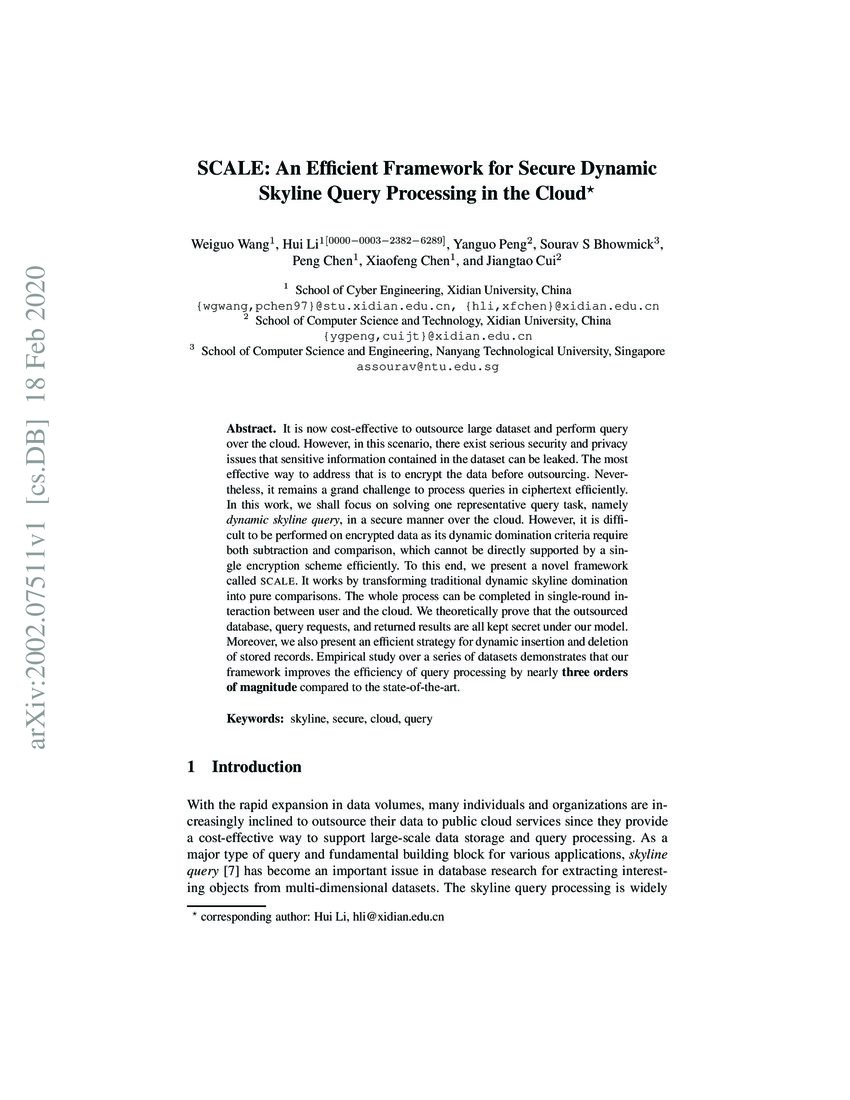 Scale An Efficient Framework For Secure Dynamic Skyline Query 4761