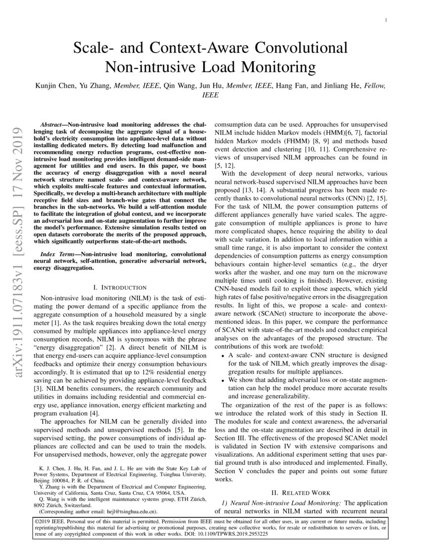 Scale And Context Aware Convolutional Non Intrusive Load Monitoring Deepai