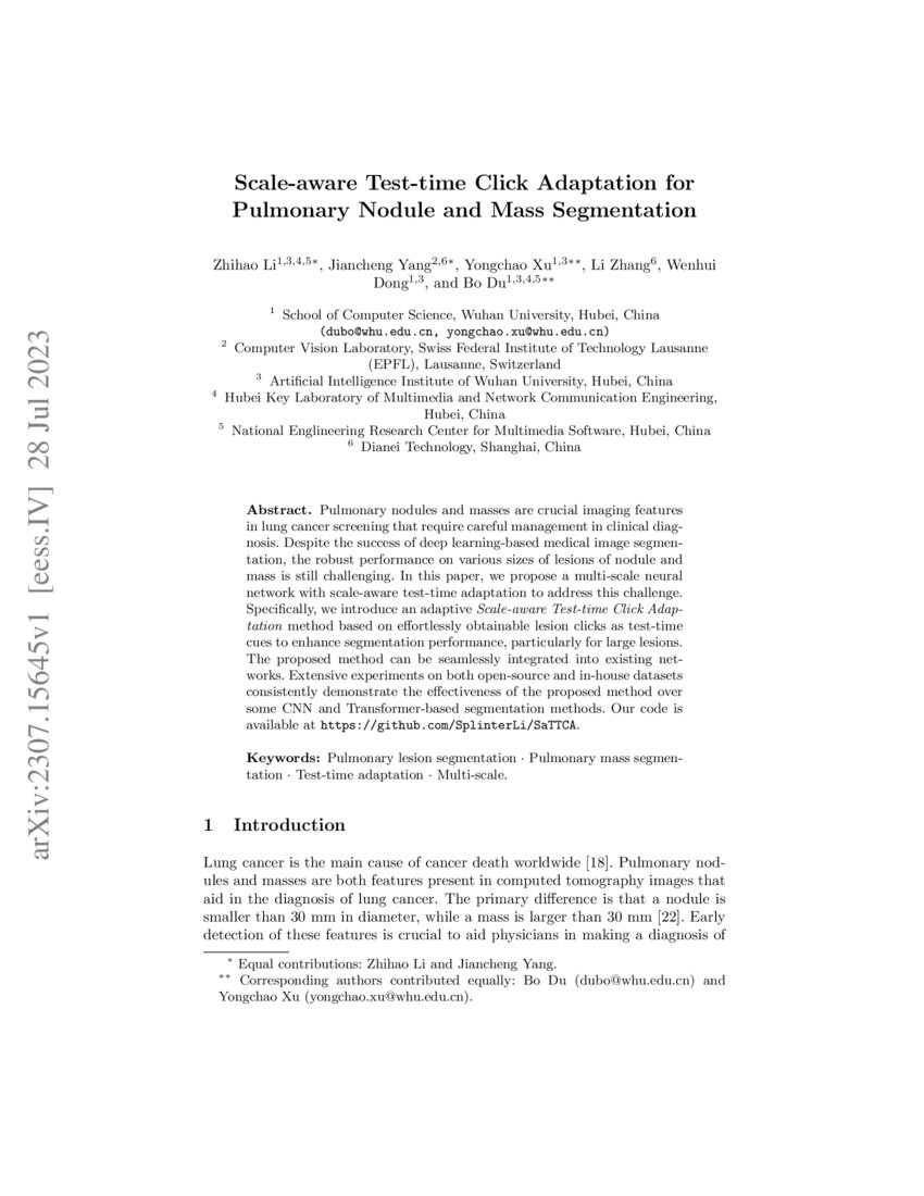 Scale-aware Test-time Click Adaptation for Pulmonary Nodule and Mass ...