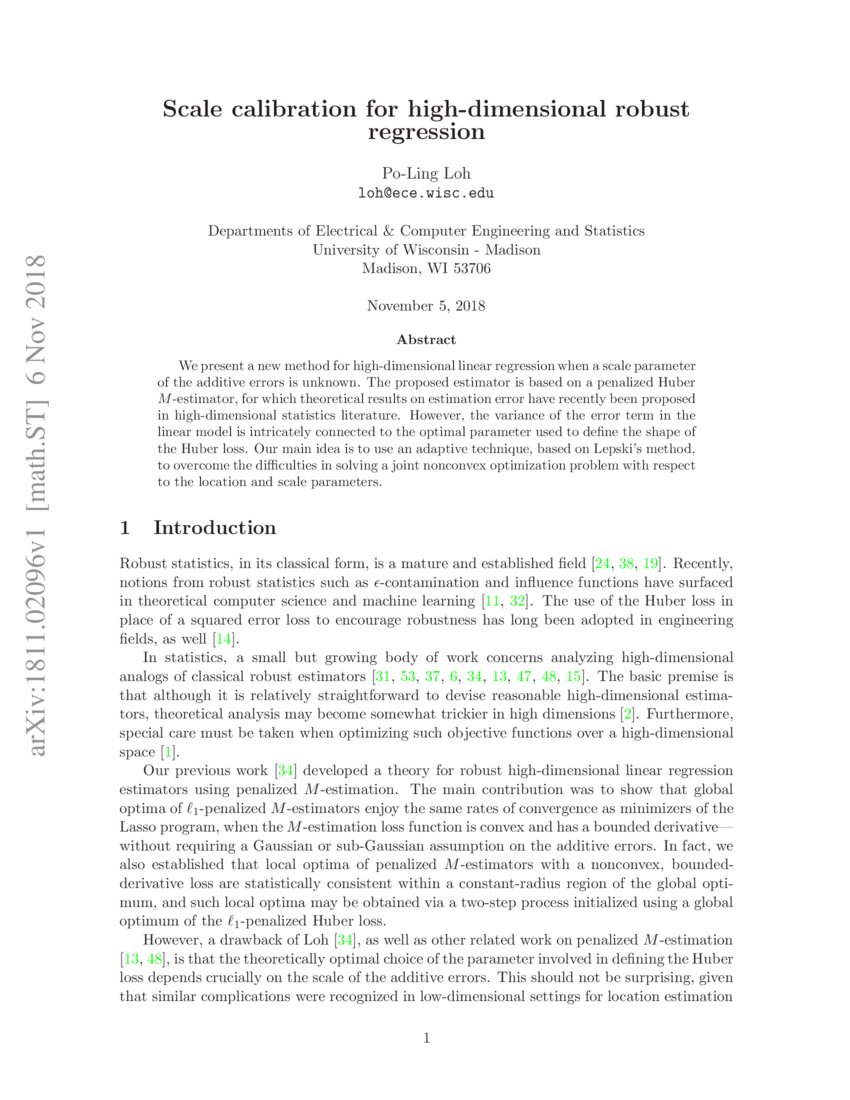 Scale calibration for high-dimensional robust regression | DeepAI
