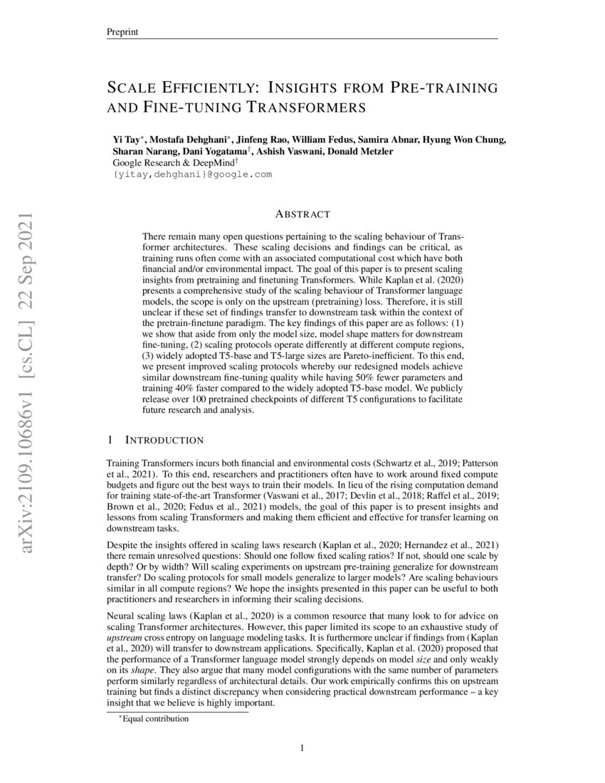 Scale Efficiently: Insights from Pre-training and Fine-tuning Transformers | DeepAI