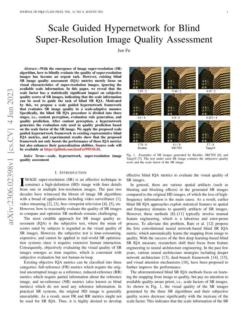 Scale Guided Hypernetwork For Blind Super Resolution Image Quality Assessment Deepai