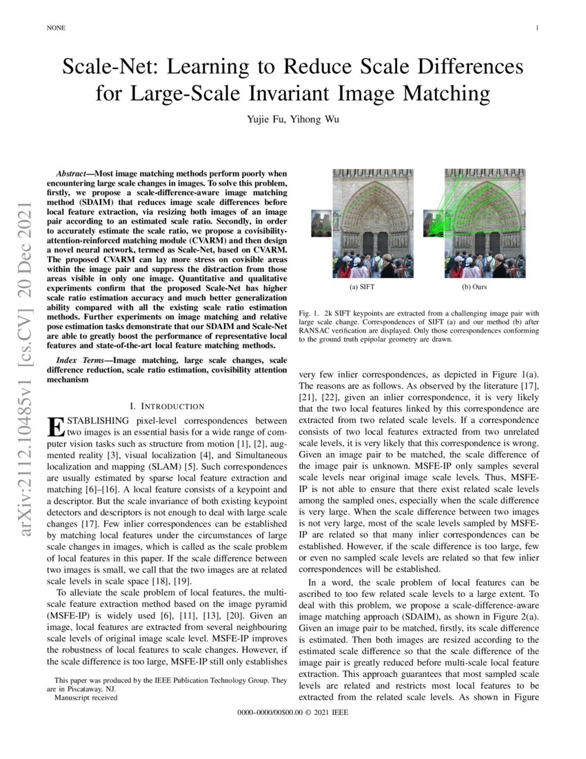 Scale-Net: Learning to Reduce Scale Differences for Large-Scale Invariant Image Matching | DeepAI
