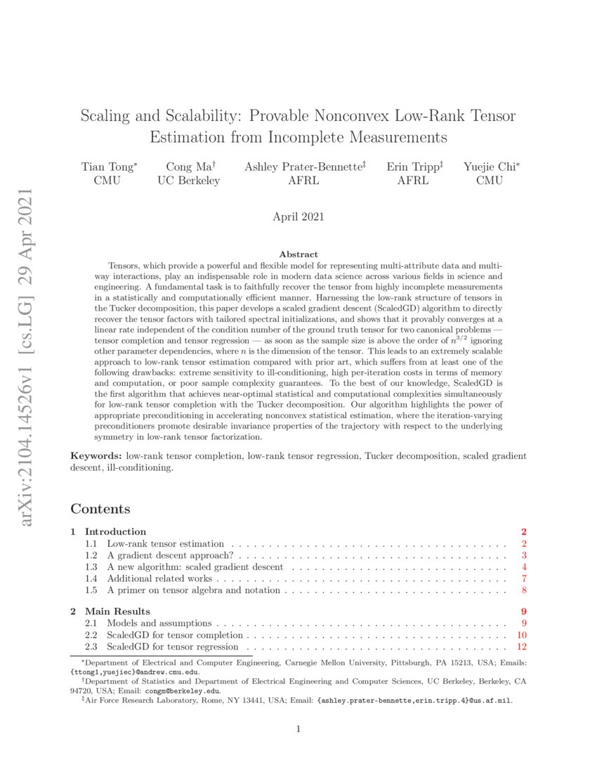 Scaling And Scalability Provable Nonconvex Low Rank Tensor Estimation From Incomplete 