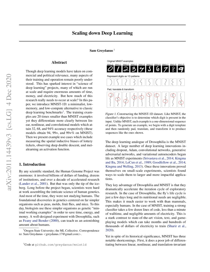 Scaling down Deep Learning | DeepAI
