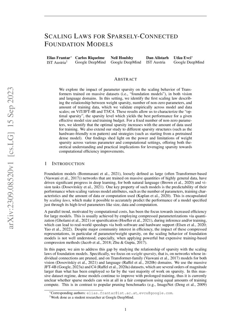 Scaling Laws for Sparsely-Connected Foundation Models | DeepAI