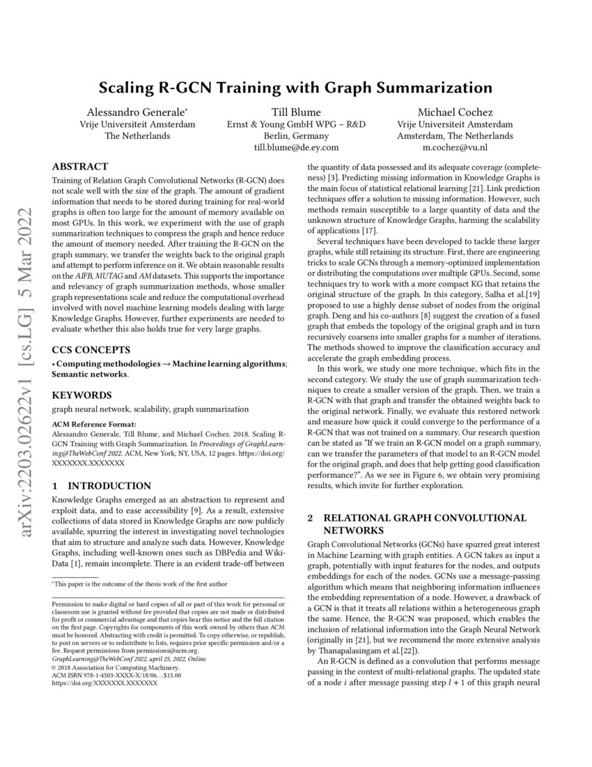 Scaling R-GCN Training with Graph Summarization | DeepAI