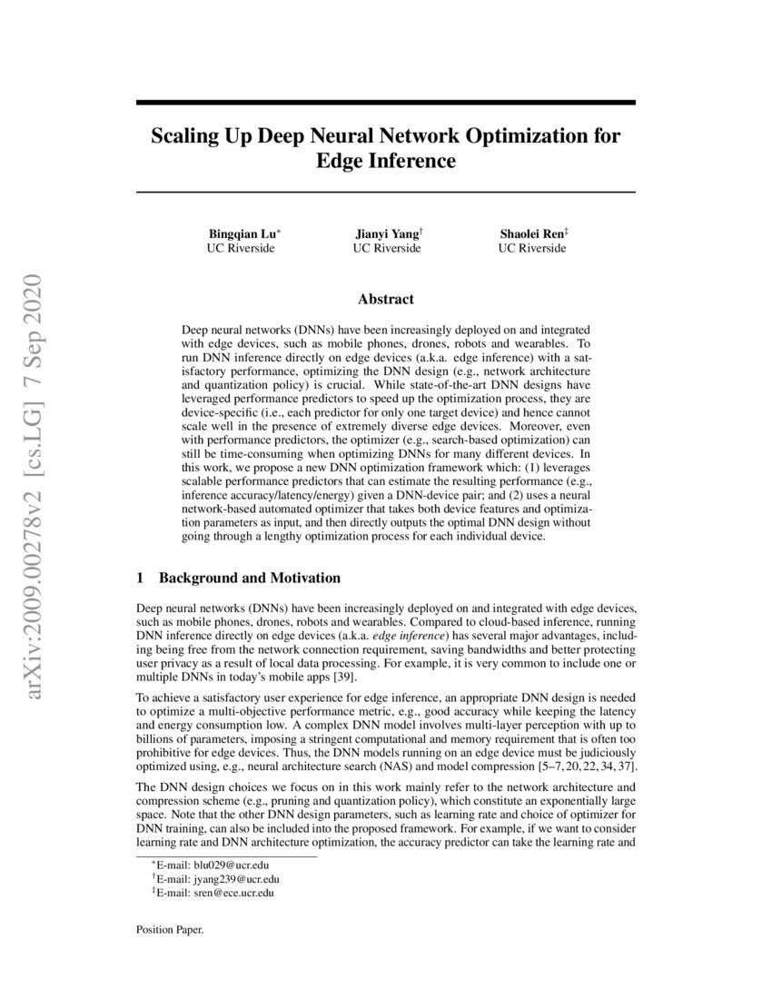 Scaling Up Deep Neural Network Optimization For Edge Inference Deepai