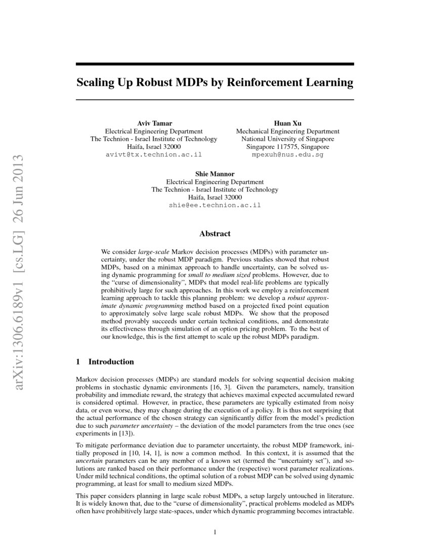 Scaling Up Robust MDPs by Reinforcement Learning | DeepAI