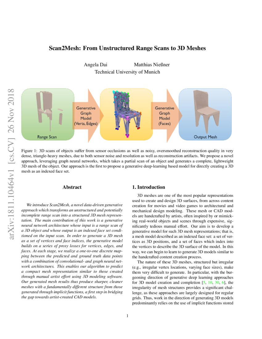 Scan2Mesh: From Unstructured Range Scans to 3D Meshes | DeepAI