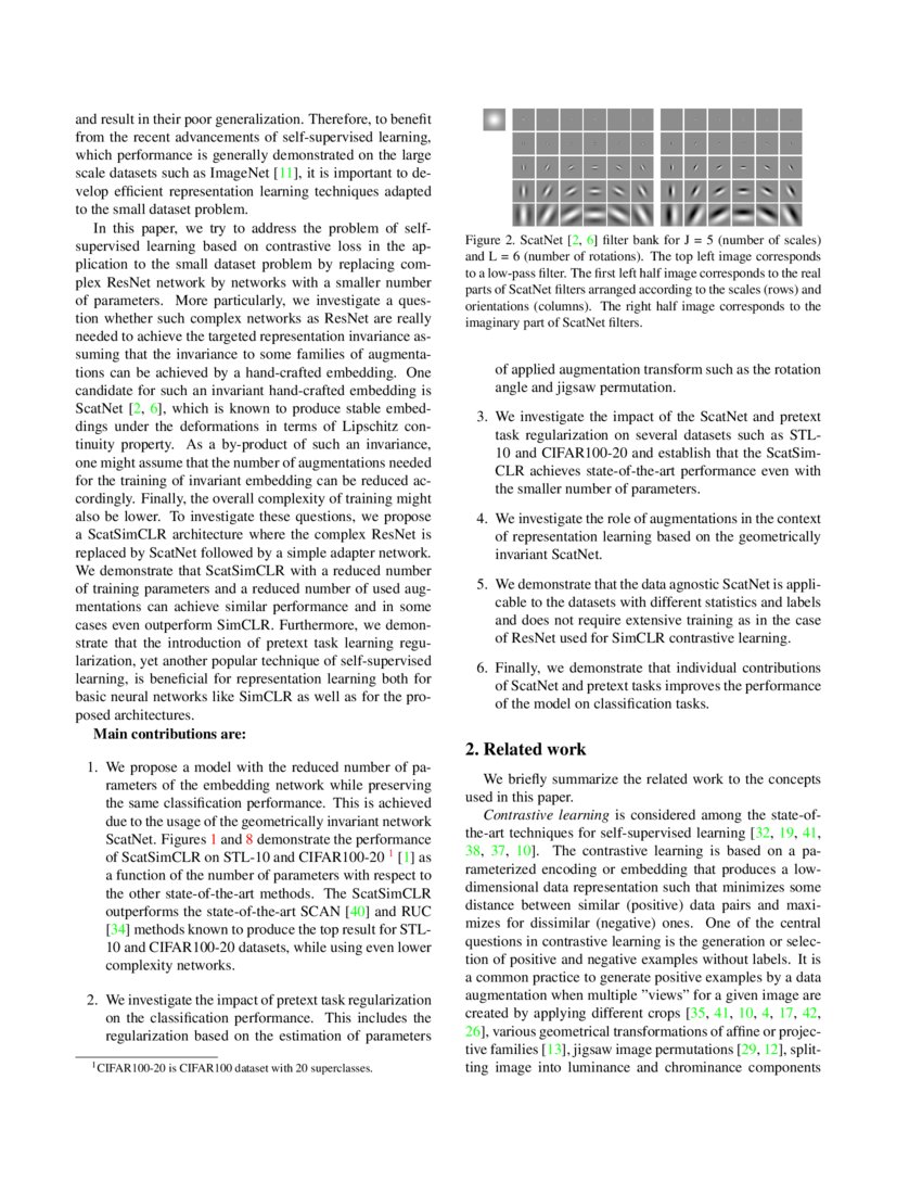 ScatSimCLR: self-supervised contrastive learning with pretext task ...