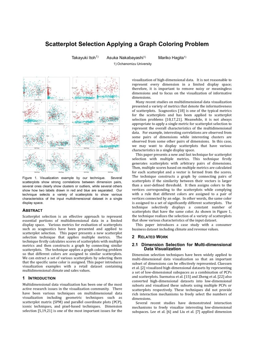 Scatterplot Selection Applying a Graph Coloring Problem | DeepAI
