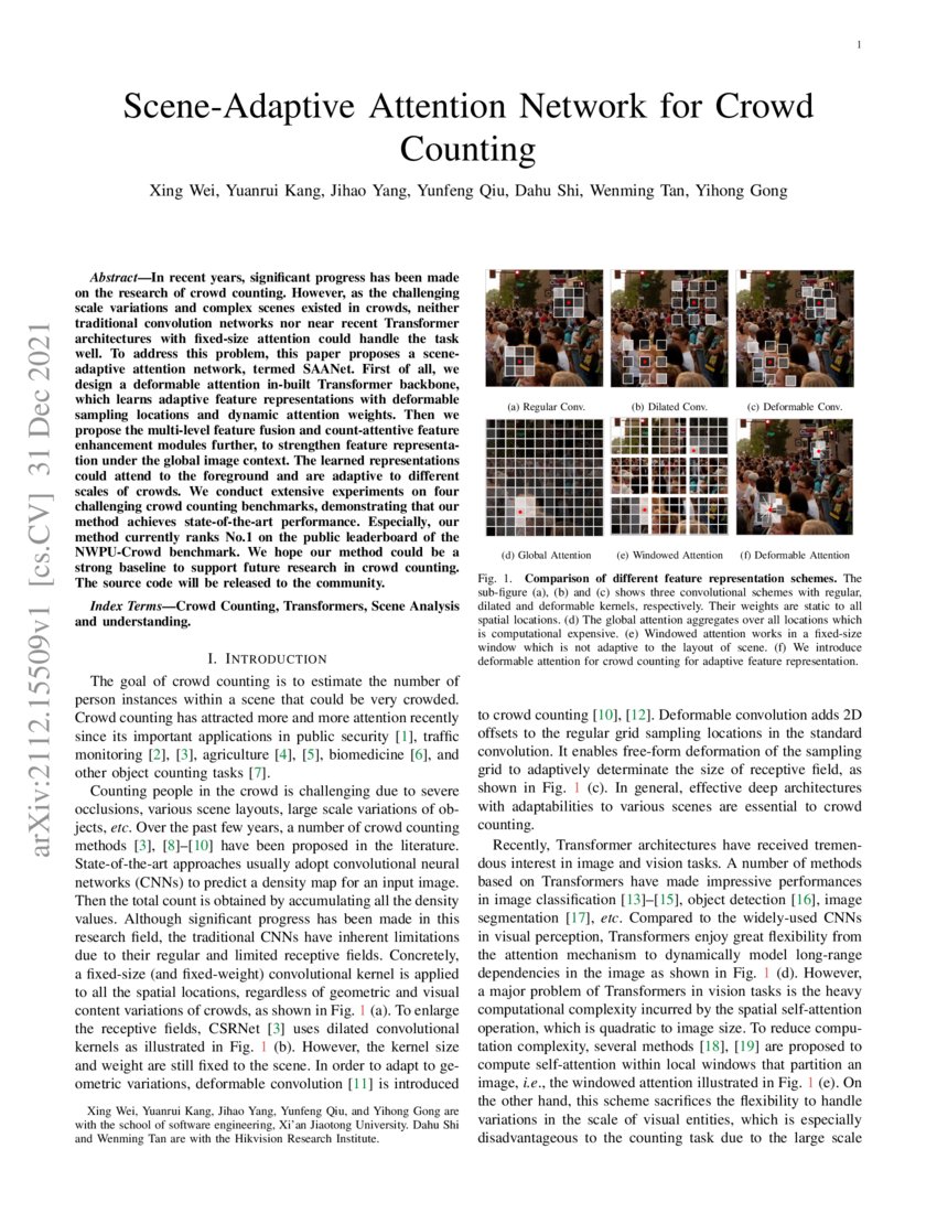 Scene Adaptive Attention Network For Crowd Counting Deepai 