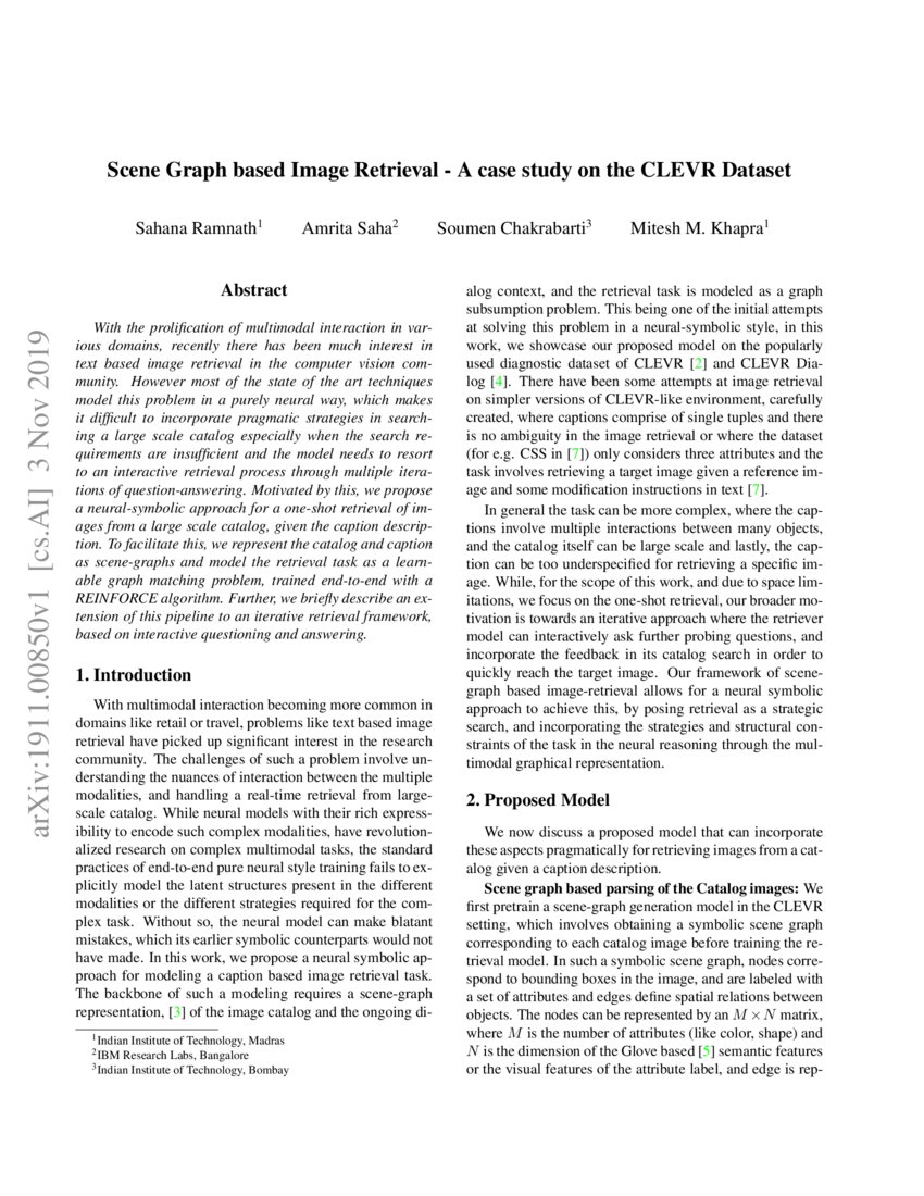 Scene Graph based Image Retrieval – A case study on the CLEVR Dataset | DeepAI