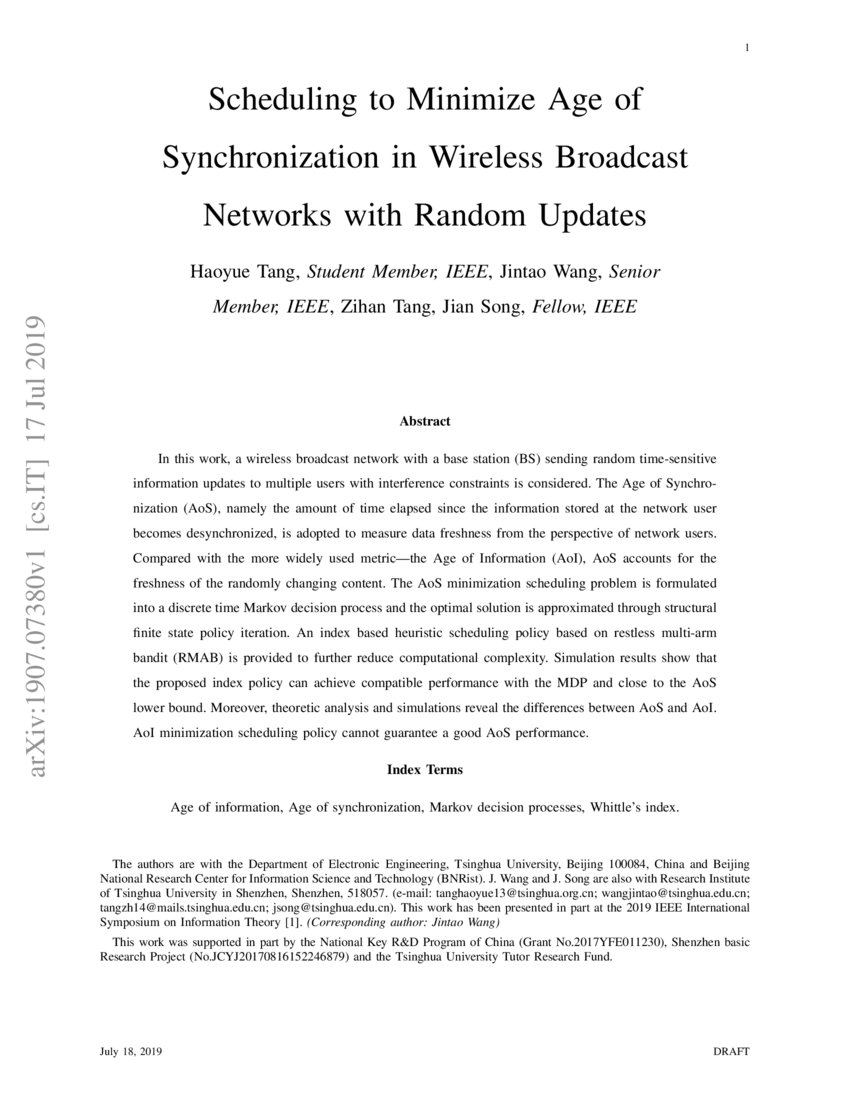 Scheduling To Minimize Age Of Synchronization In Wireless Broadcast Networks With Random Updates