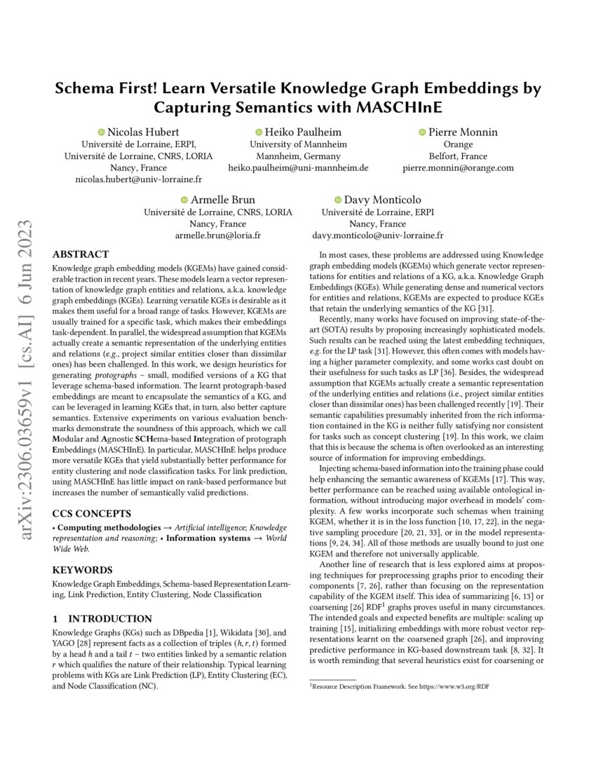 Schema First Learn Versatile Knowledge Graph Embeddings By Capturing Semantics With Maschine 2378