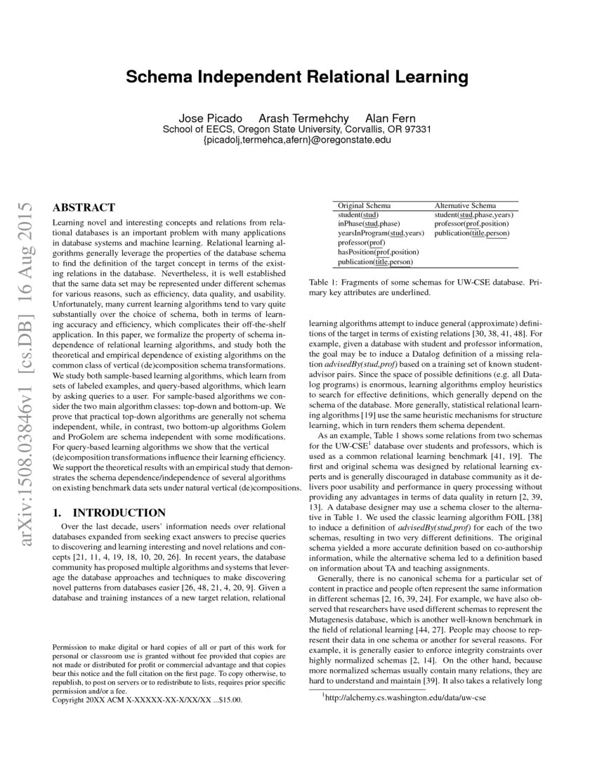 Schema Independent Relational Learning | DeepAI
