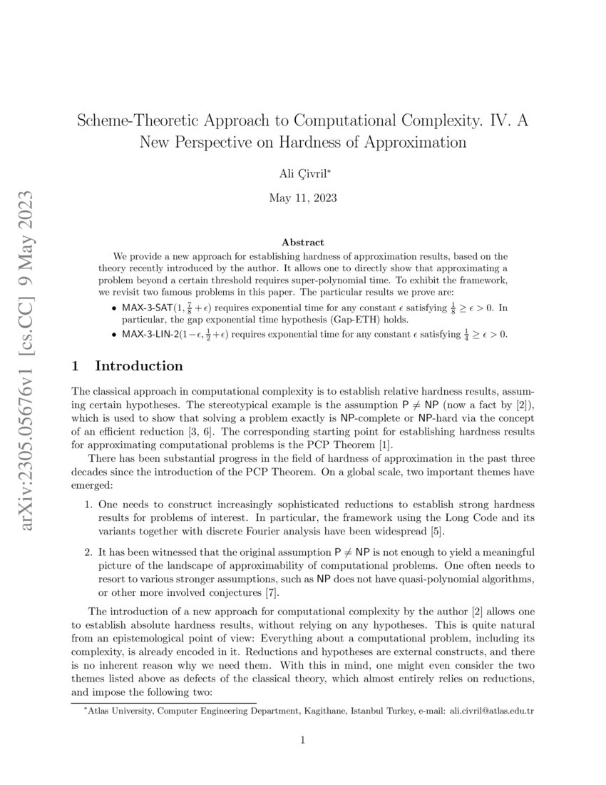 Scheme Theoretic Approach To Computational Complexity Iv A New Perspective On Hardness Of
