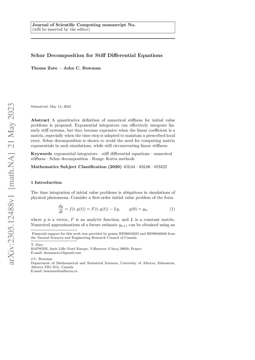 Schur Decomposition for Stiff Differential Equations | DeepAI