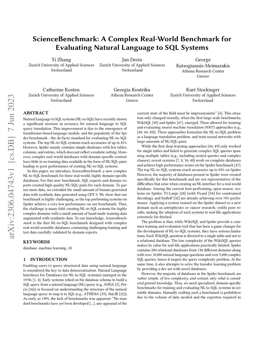 Sciencebenchmark A Complex Real World Benchmark For Evaluating Natural