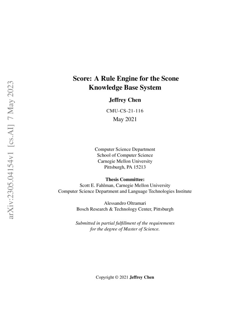 Score: A Rule Engine for the Scone Knowledge Base System | DeepAI