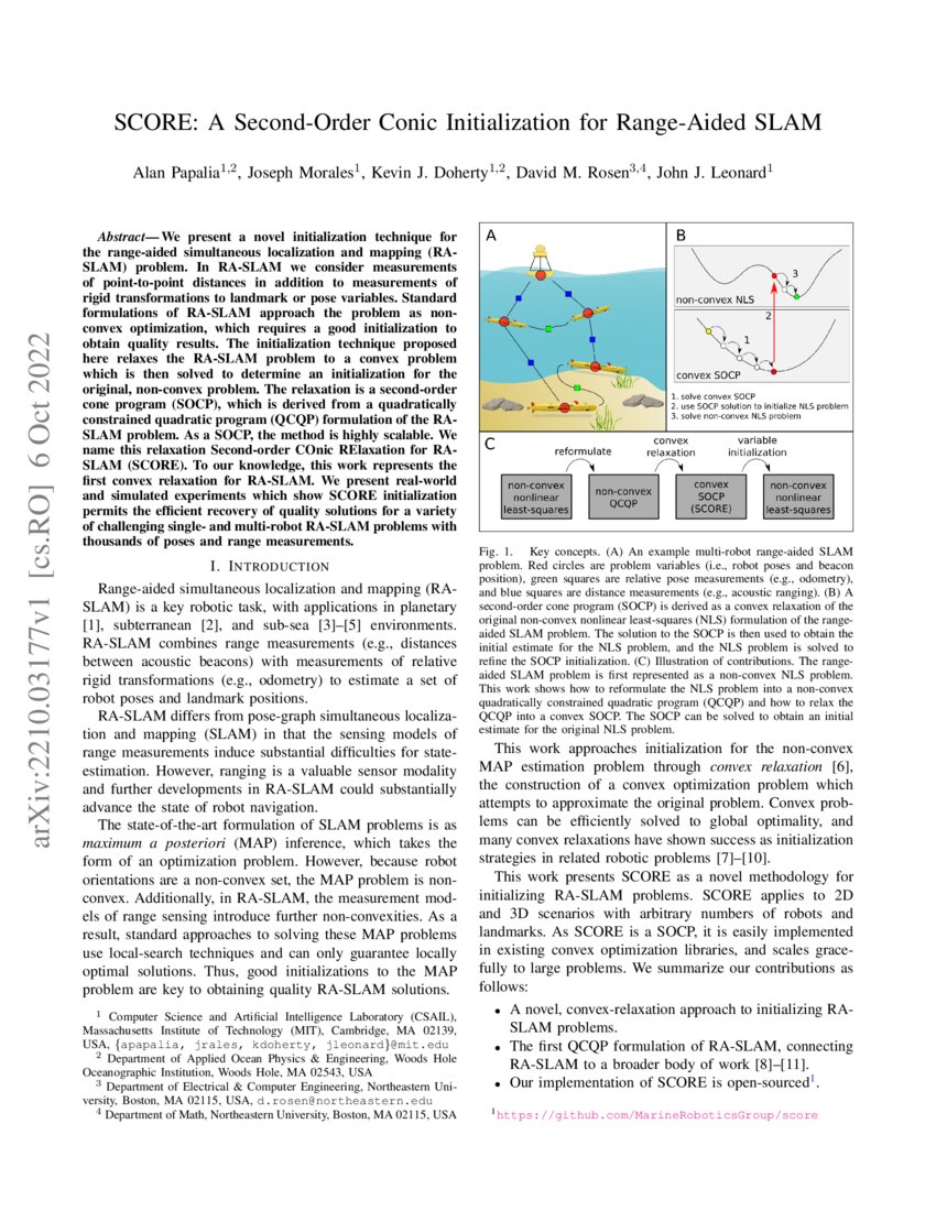 Score A Second Order Conic Initialization For Range Aided Slam Deepai