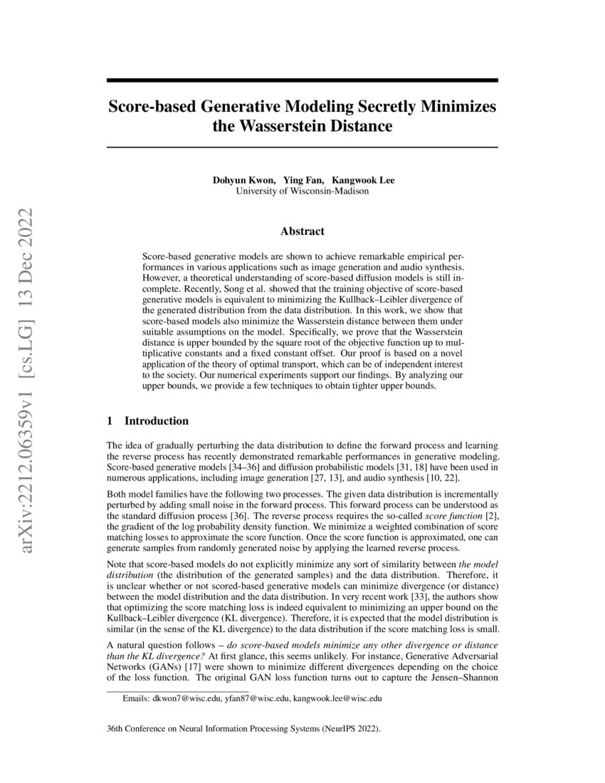 Score Based Generative Modeling Secretly Minimizes The Wasserstein