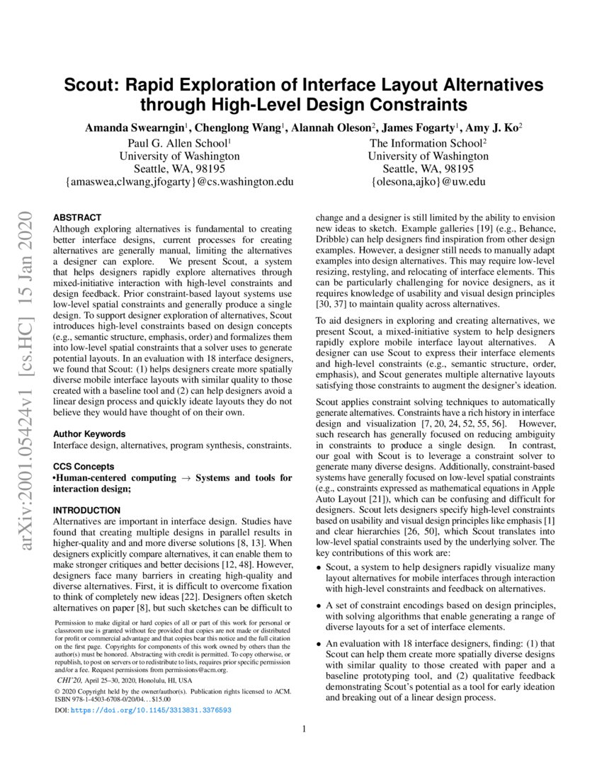 Scout: Rapid Exploration of Interface Layout Alternatives through High-Level Design Constraints ...