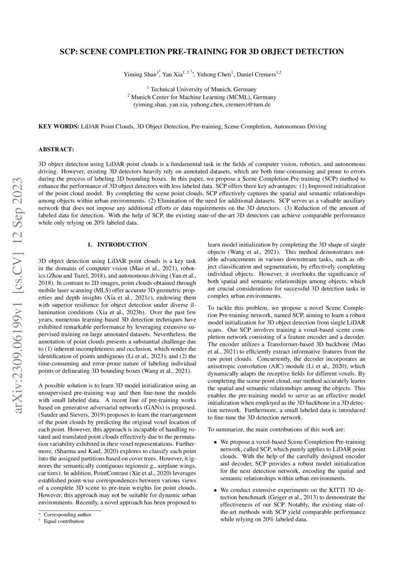 Scp Scene Completion Pre Training For 3d Object Detection Deepai