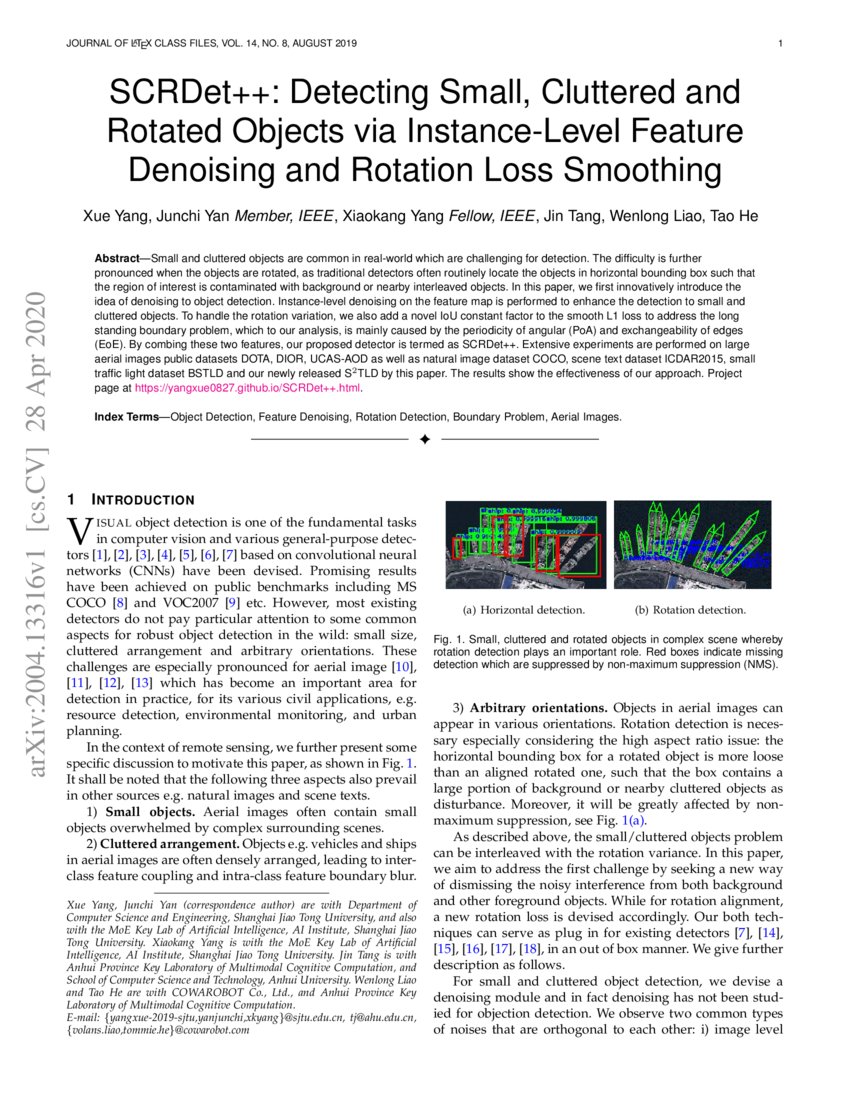 SCRDet++: Detecting Small, Cluttered and Rotated Objects via Instance-Level Feature Denoising ...