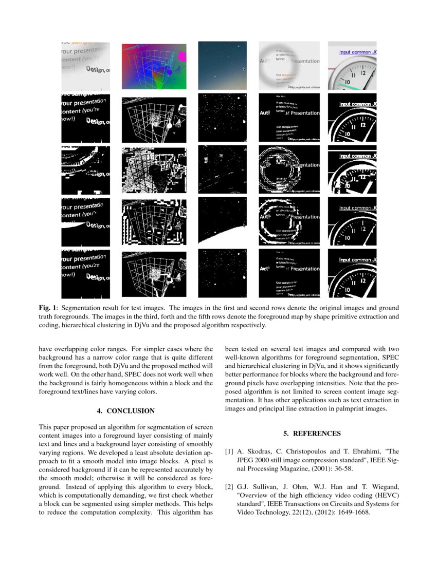 Screen Content Image Segmentation Using Least Absolute Deviation
