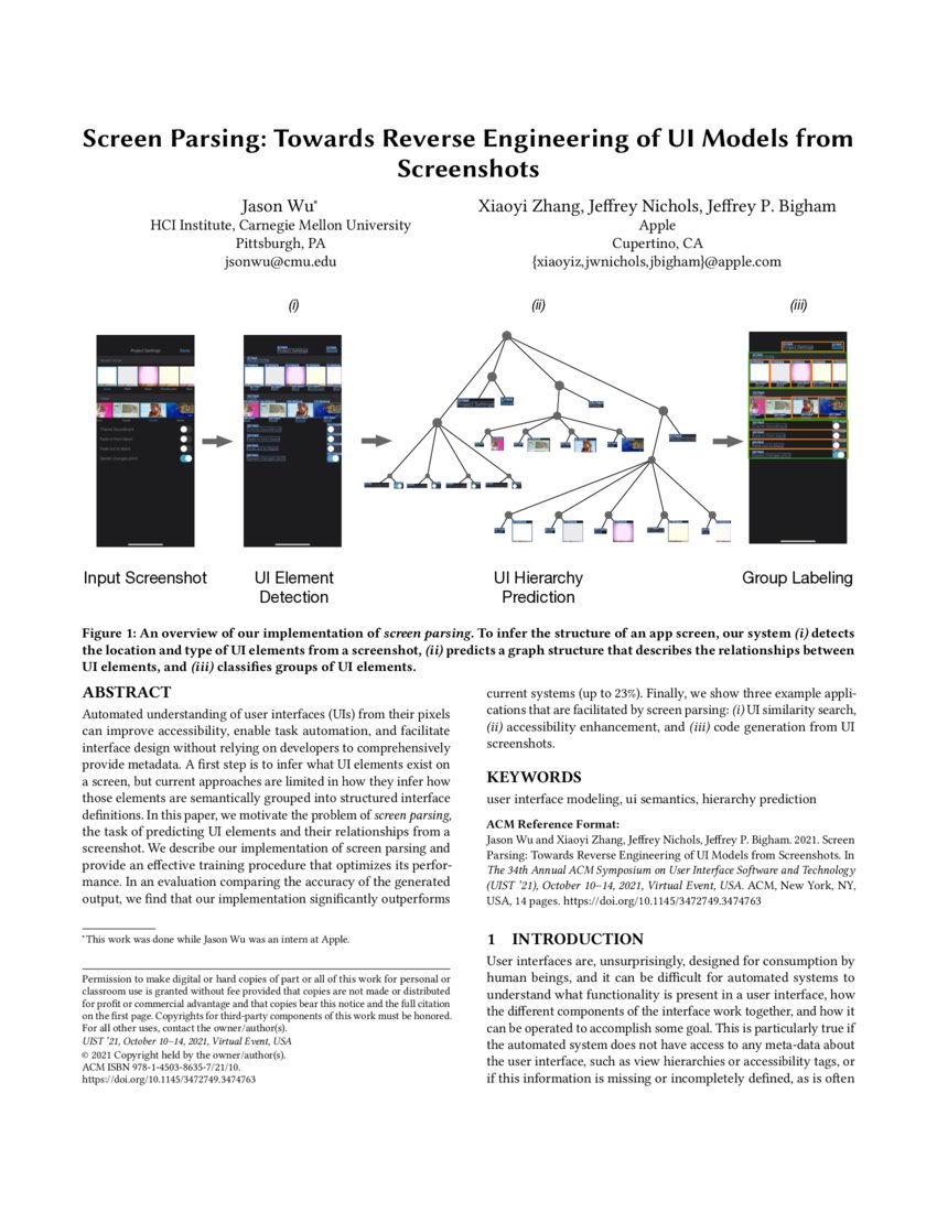 Screen Parsing: Towards Reverse Engineering of UI Models from ...