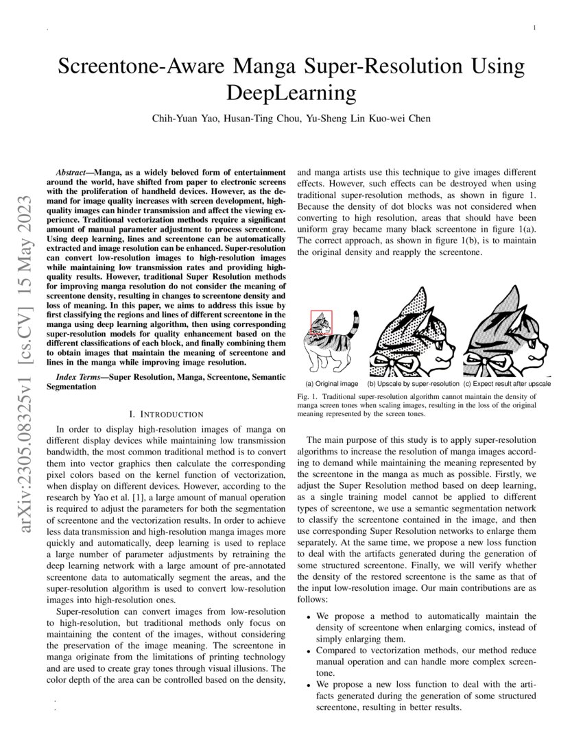 Screentone-Aware Manga Super-Resolution Using DeepLearning | DeepAI