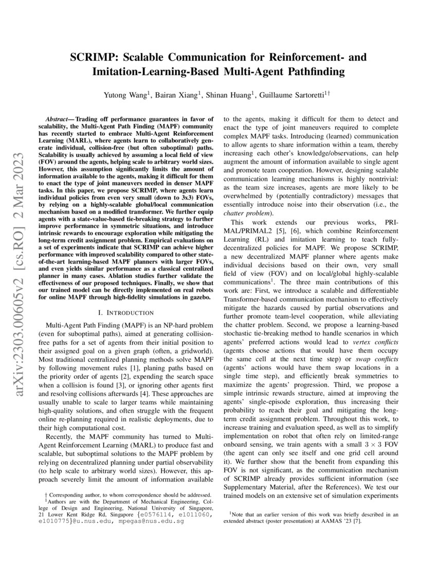 Scrimp Scalable Communication For Reinforcement And Imitation Learning Based Multi Agent