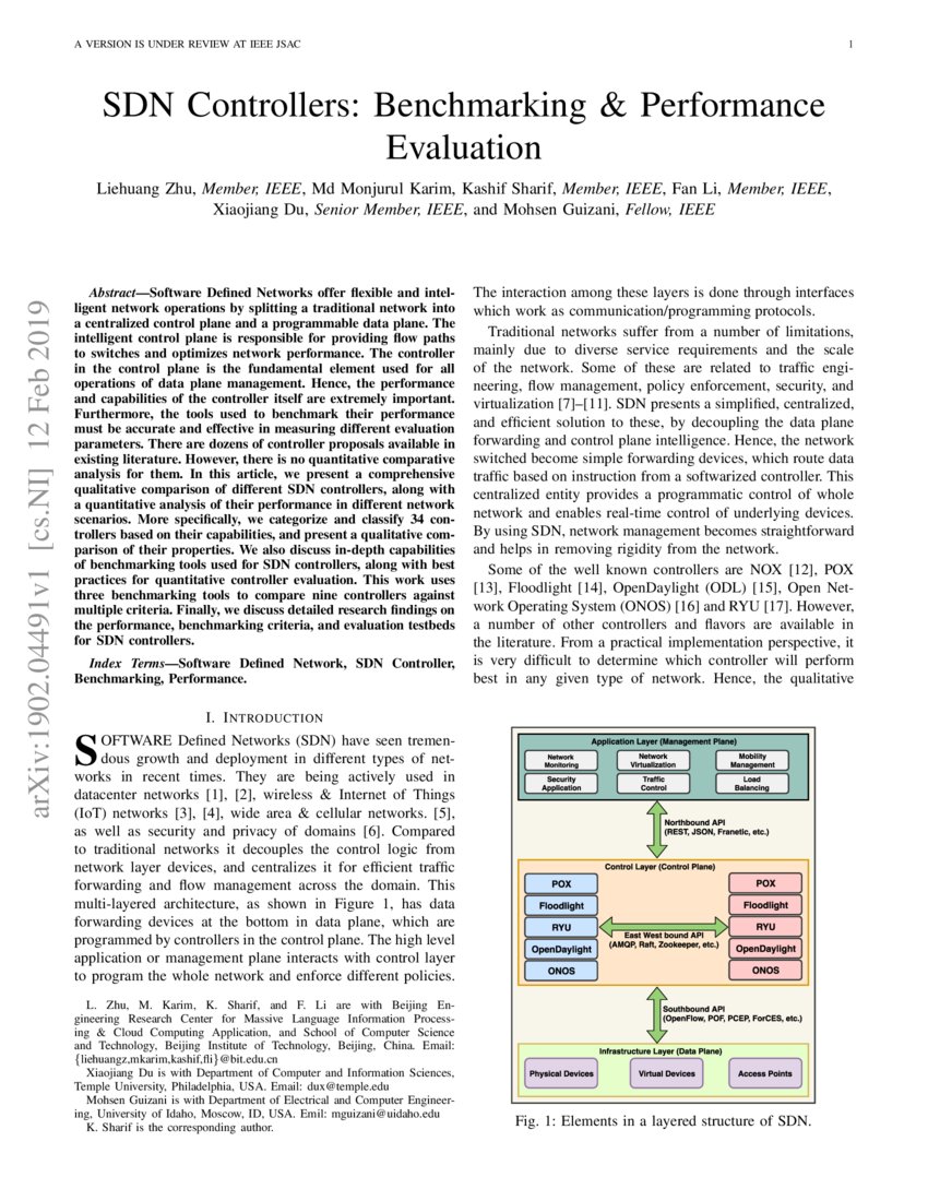 Sdn Controllers Benchmarking And Performance Evaluation Deepai