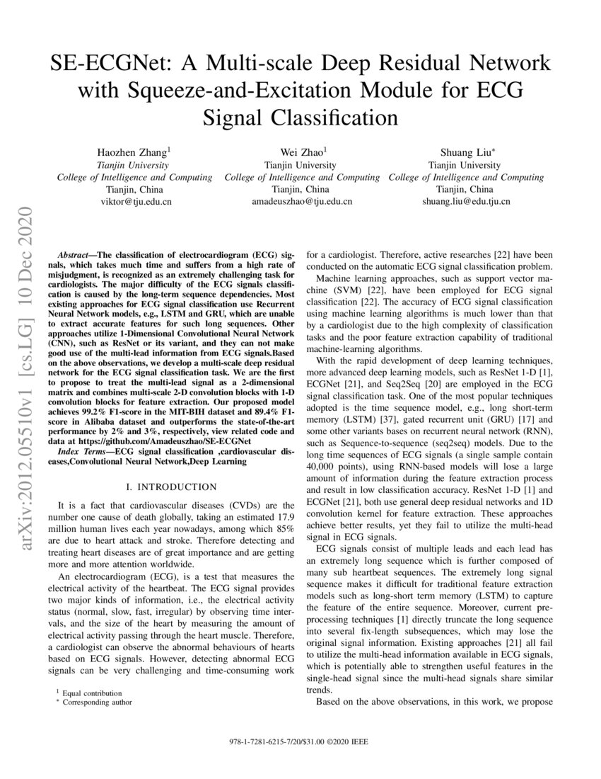 SE-ECGNet: A Multi-scale Deep Residual Network with Squeeze-and ...