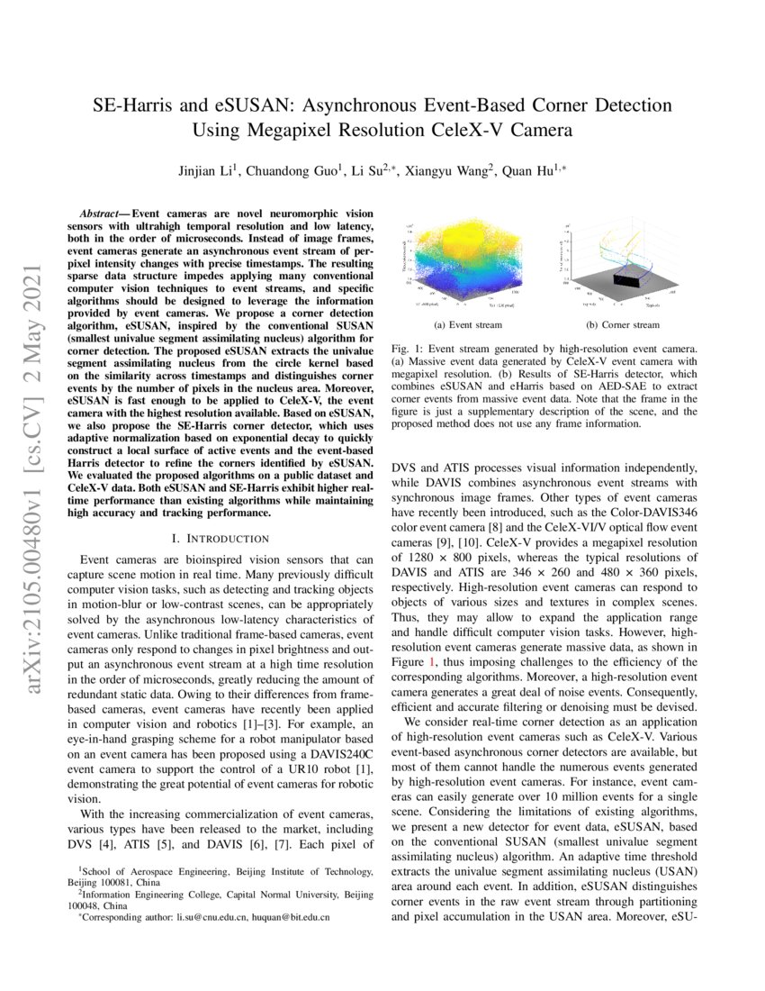 Se Harris And Esusan Asynchronous Event Based Corner Detection Using Megapixel Resolution Celex