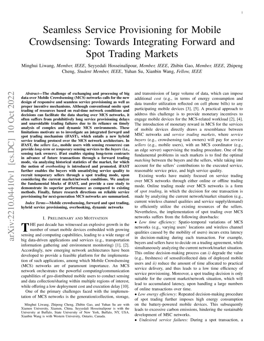 Seamless Service Provisioning for Mobile Crowdsensing: Towards ...