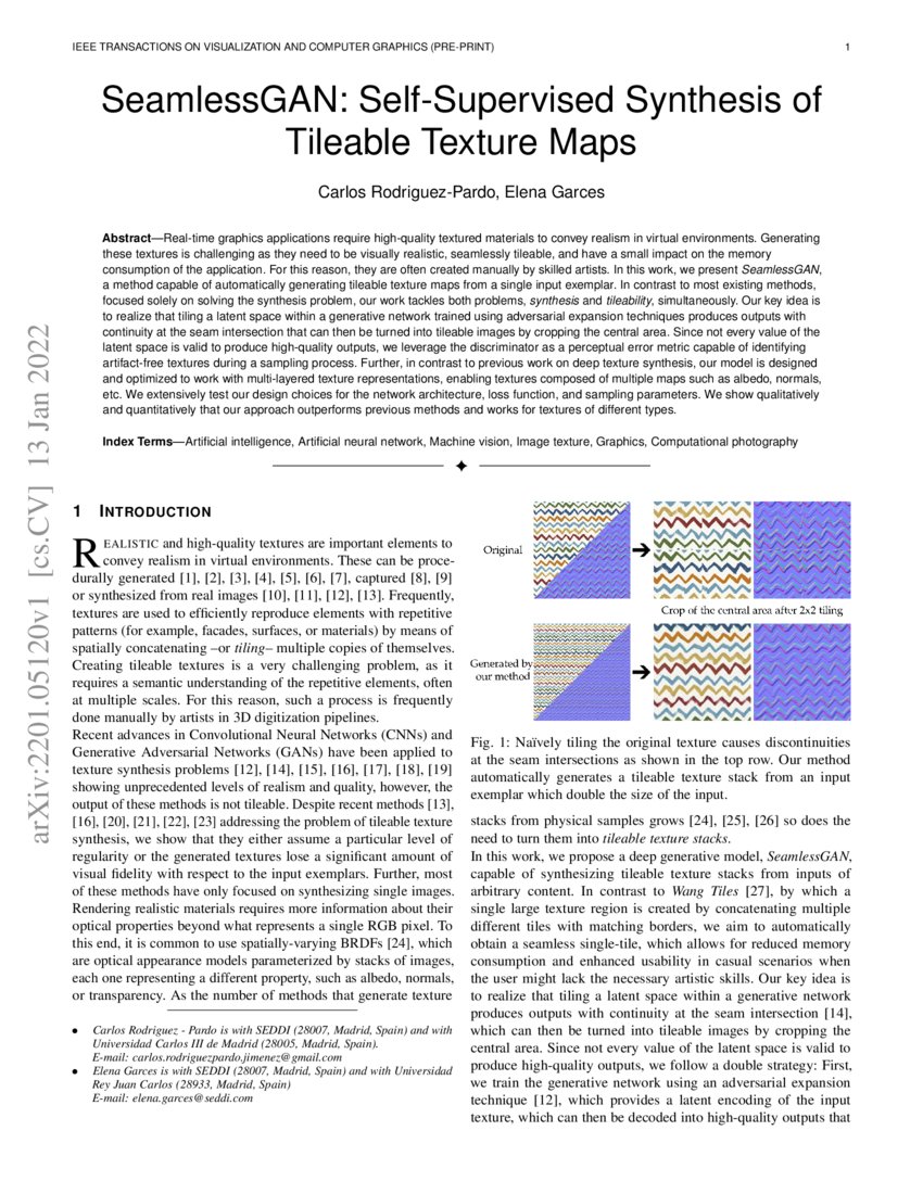 SeamlessGAN: Self-Supervised Synthesis of Tileable Texture Maps | DeepAI