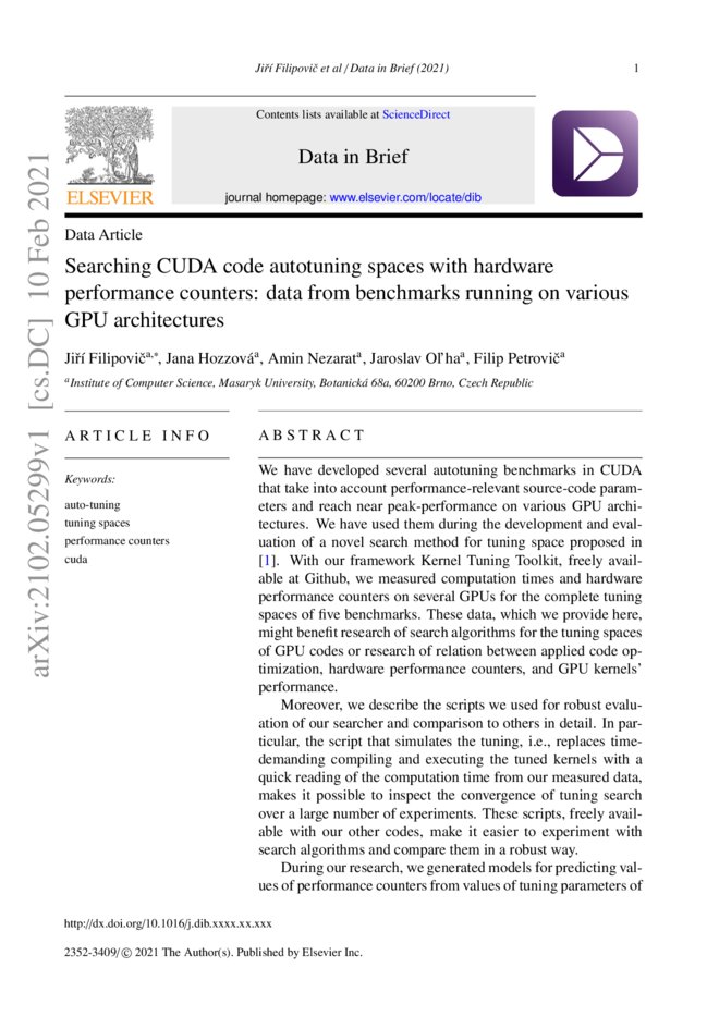 Searching Cuda Code Autotuning Spaces With Hardware Performance Counters Data From Benchmarks 5332