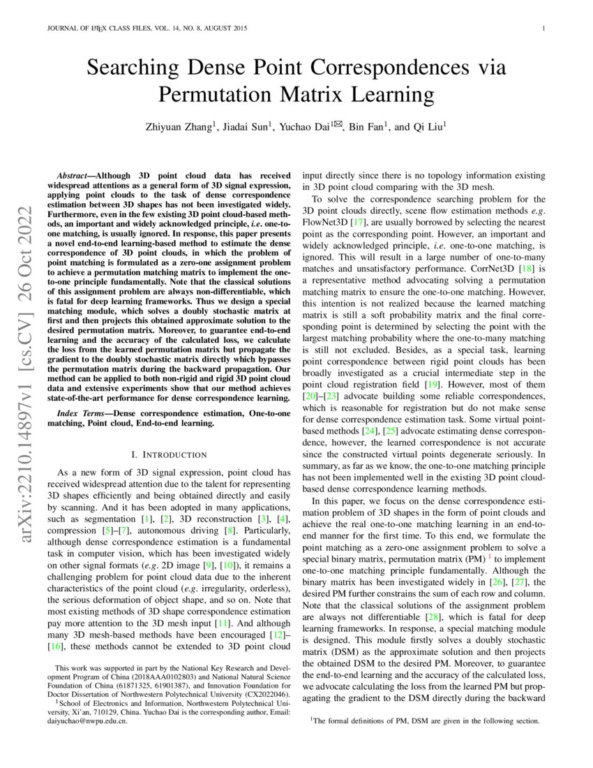 Searching Dense Point Correspondences via Permutation Matrix Learning | DeepAI
