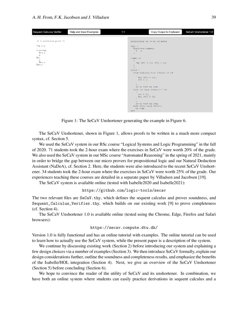 SeCaV: A Sequent Calculus Verifier in Isabelle/HOL | DeepAI