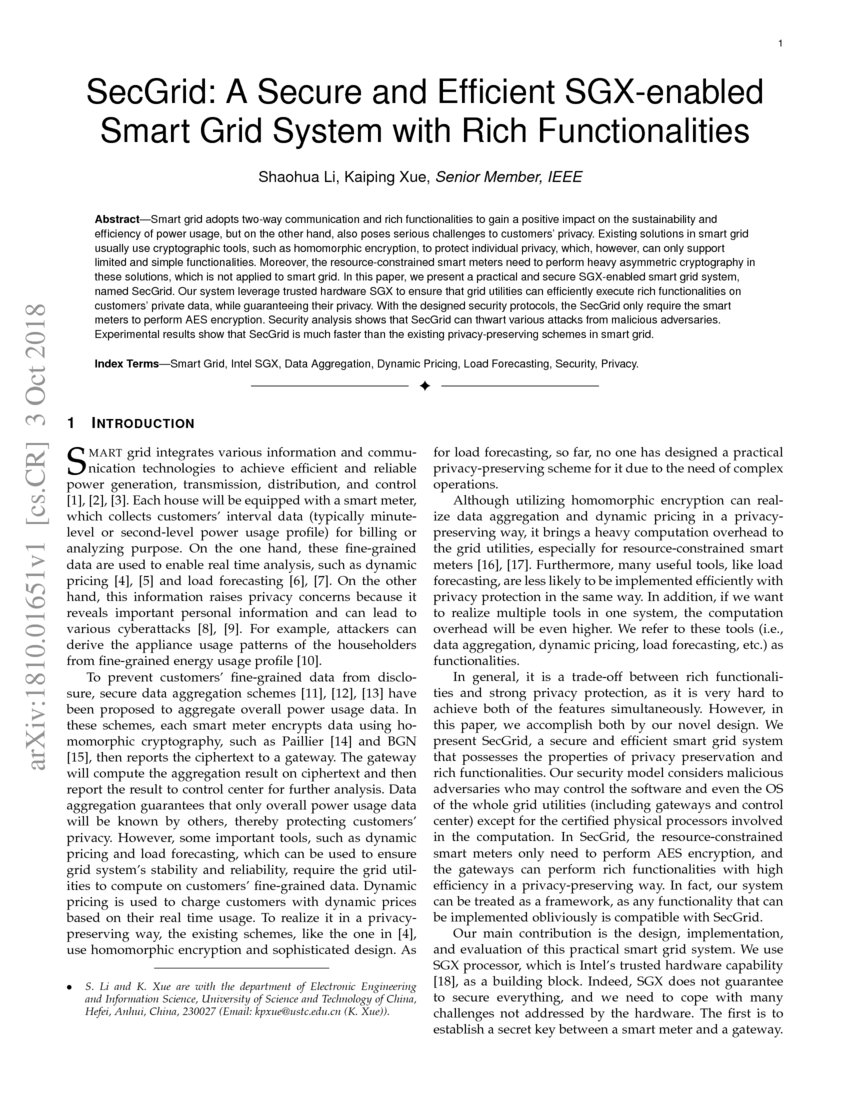 SecGrid: A Secure and Efficient SGX-enabled Smart Grid System with Rich ...