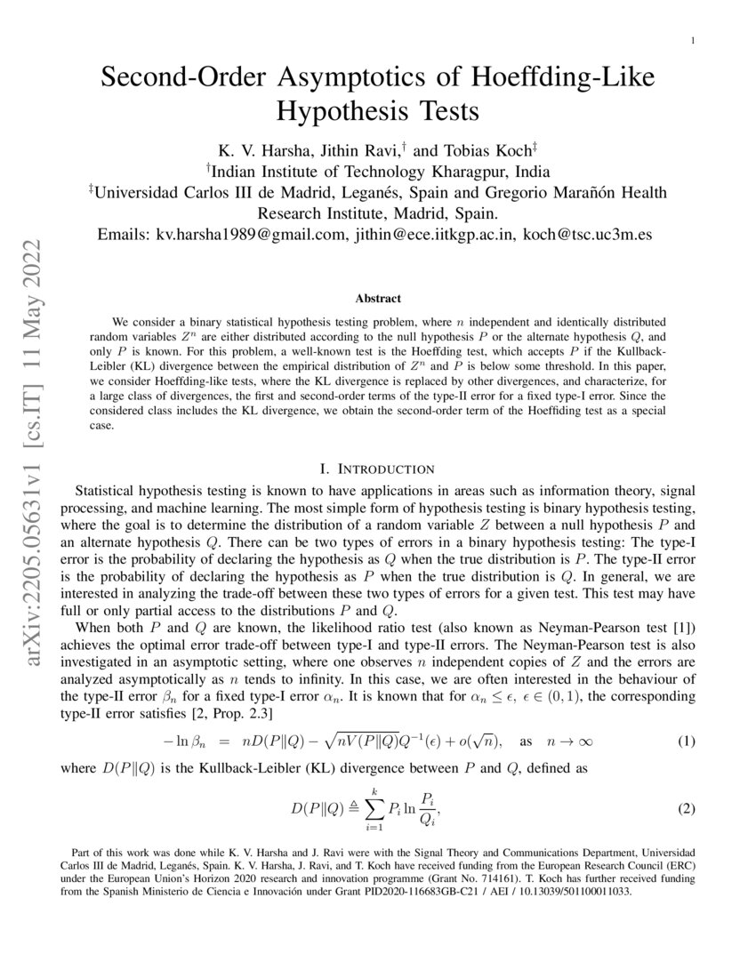 Second-Order Asymptotics of Hoeffding-Like Hypothesis Tests | DeepAI